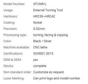 WTJNR2525-M16 Cutting CNC Lathe External Turning Tool Holders With W Type | duratechindia